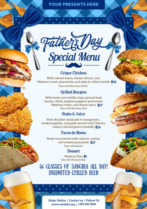 Father's Day Menu Card Template | PosterMyWall