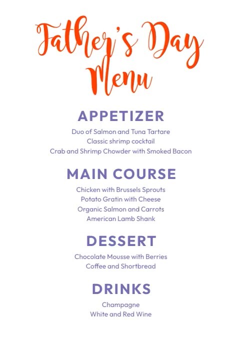 Father's Day Menu Template | PosterMyWall