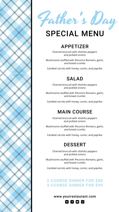 Father's Day Menu Template | PosterMyWall