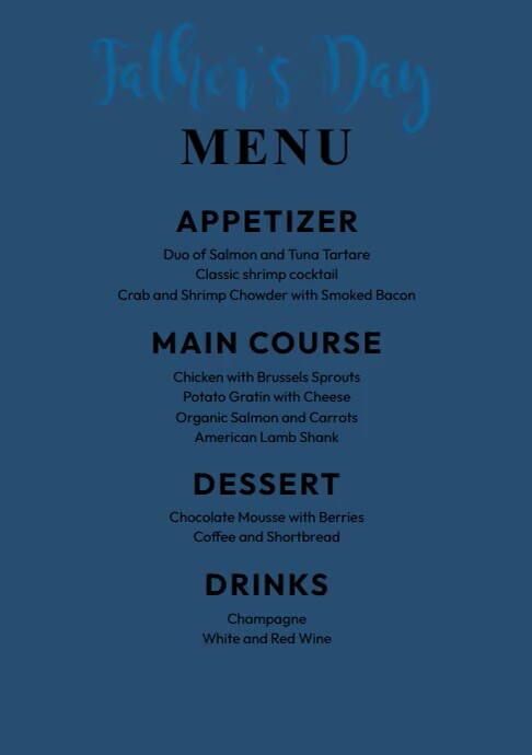 Father's Day Menu Template | PosterMyWall