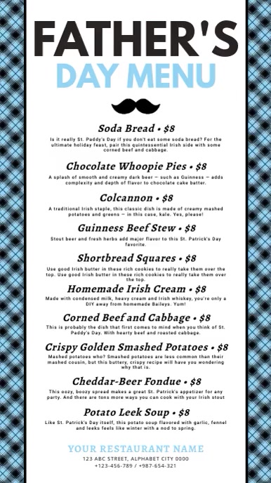 Father's Day Menu Template | PosterMyWall