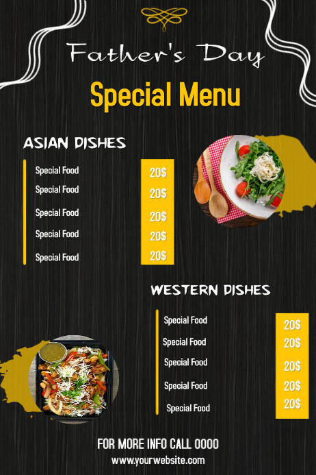Father's Day Menu Template | PosterMyWall