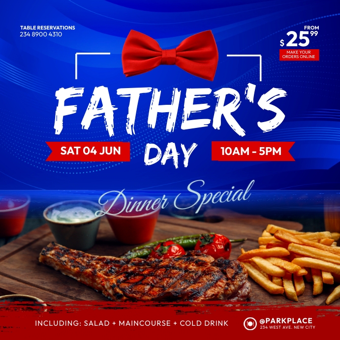 Father's day menu dinner flyer template | PosterMyWall