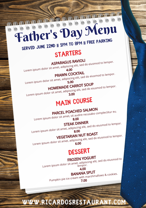 Copy of Father's Day Menu Poster Template | PosterMyWall