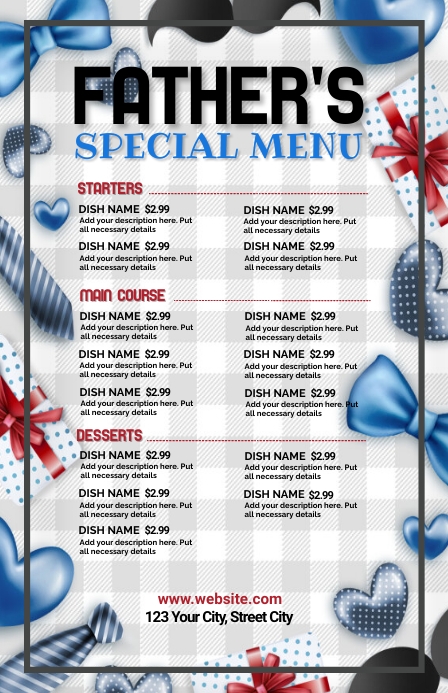 Father's Day Menu Template | PosterMyWall