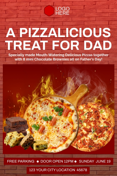 Father's Day Pizza Treat Celebration Poster Template | PosterMyWall