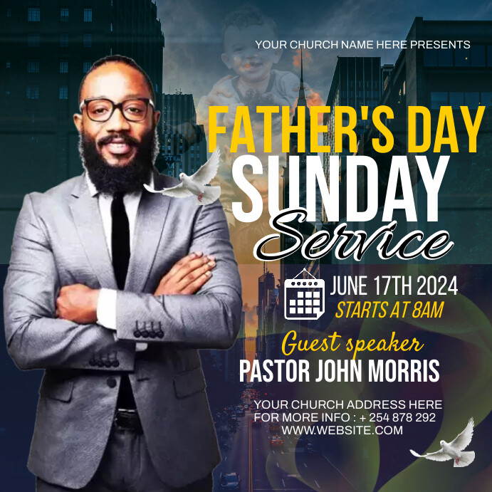 Father's Day Sunday service Template | PosterMyWall