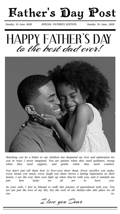 Father's day Tribute magazine template from wife | PosterMyWall
