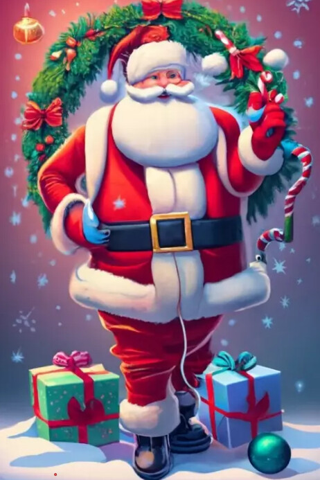 Father Christmas and gift boxes design Template | PosterMyWall