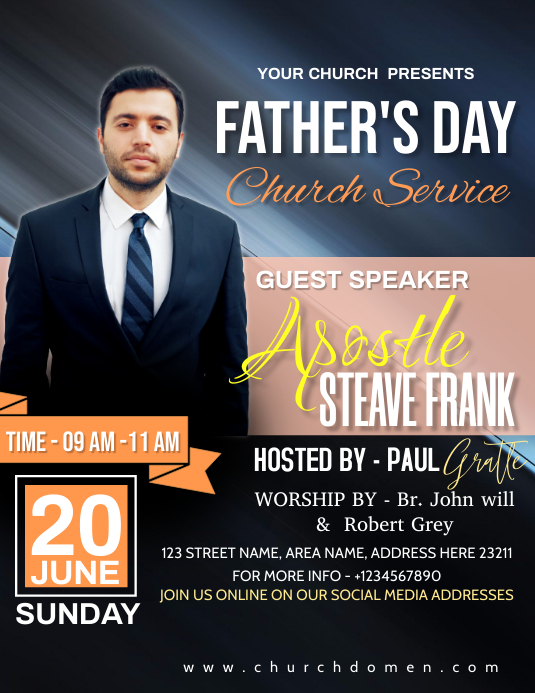 fathers day church service Template | PosterMyWall