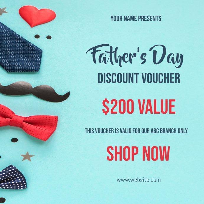 fathers day discount voucher,sale voucher Template | PosterMyWall