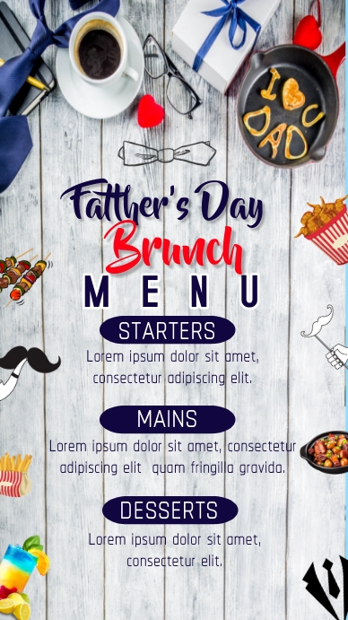 fathers day menu card, happy fathers day (1) Template | PosterMyWall