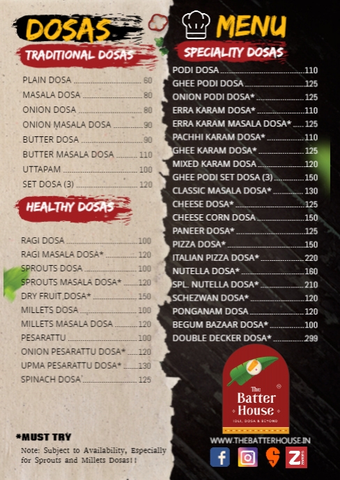 Copy of 03 TBH : Dosa Menu | PosterMyWall