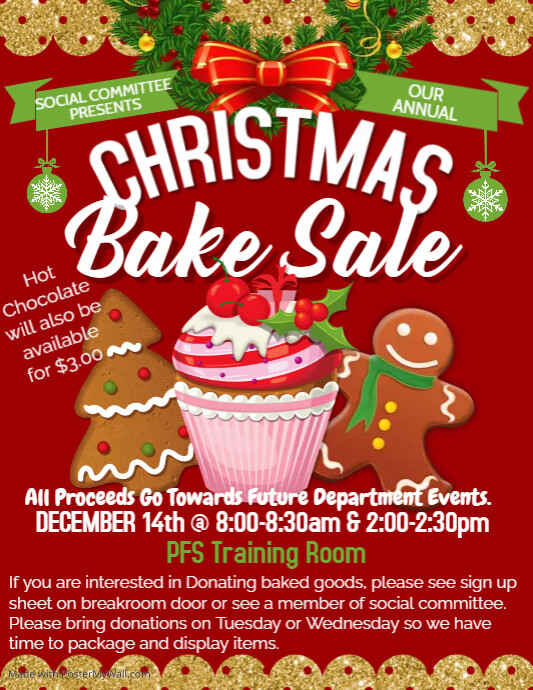 Red Christmas Bake Sale Flyer | PosterMyWall
