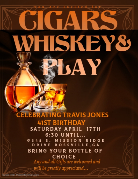 Copy of CIGAR & WHISKEY Flyer Template | PosterMyWall