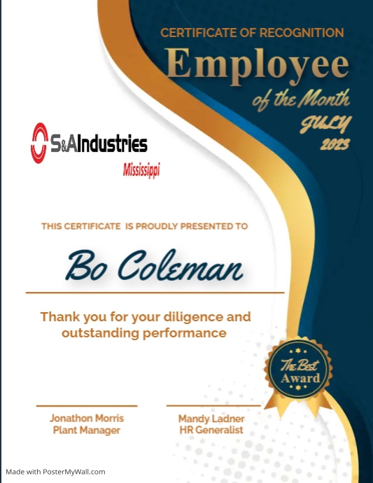 Copy of Employee Recognition Certificate (4) | PosterMyWall