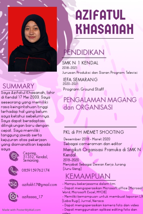 Salinan Purple Sphere Resume Template | PosterMyWall