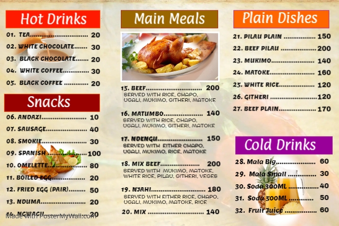 Flavors Joint Menu | PosterMyWall