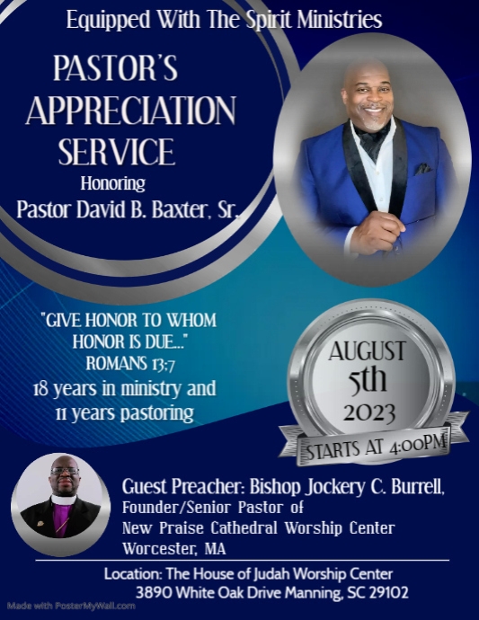 Pastor's Appreciation Service | PosterMyWall