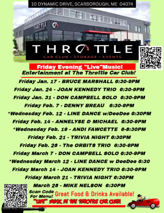Throttle Car Club Friday "Live" Music | PosterMyWall
