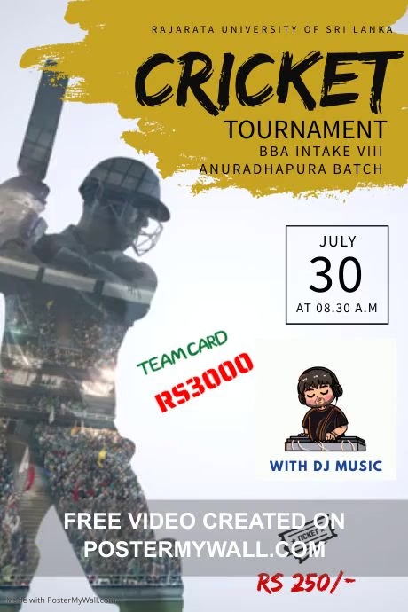 Copy of Cricket game video flyer template | PosterMyWall