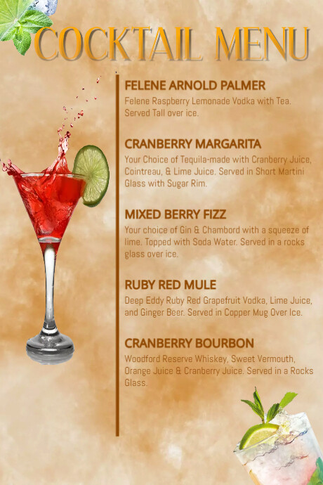 cocktail menu | PosterMyWall