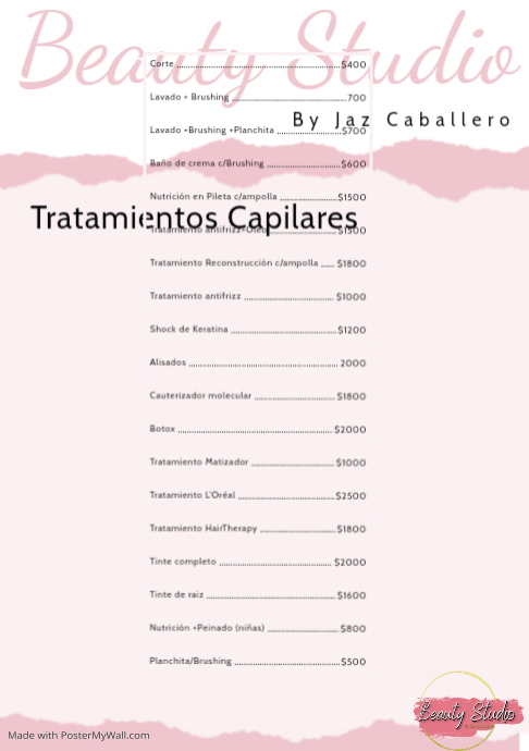 Copia de Pink Laser Clinic Price List Template | PosterMyWall