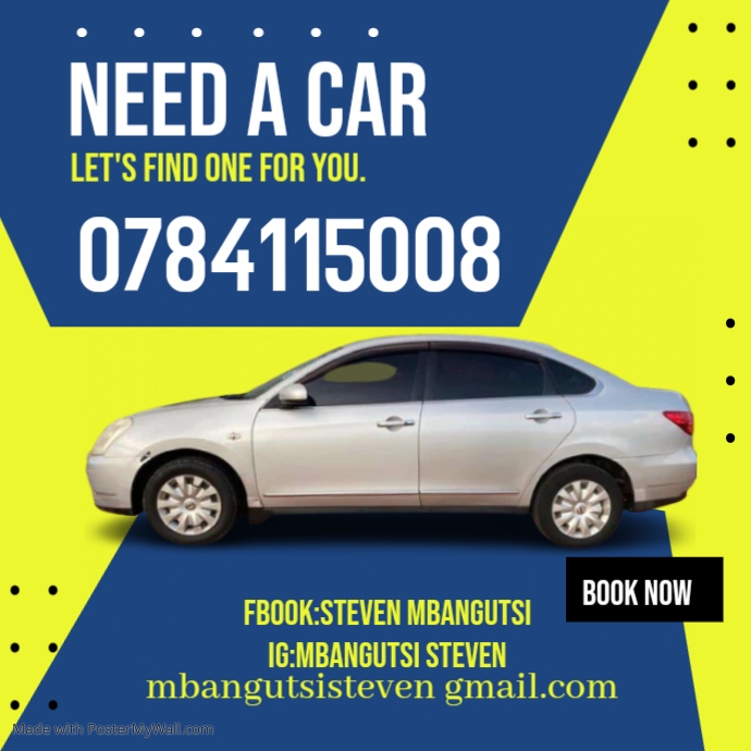 Copy of CAR FOR HIRE TEMPLATE | PosterMyWall