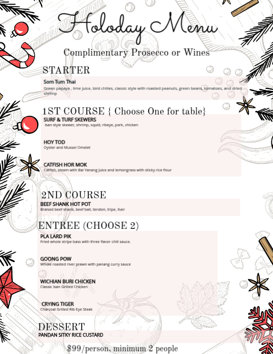 Christmas Menu Board White | PosterMyWall
