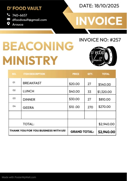 Gold Invoice Template | PosterMyWall