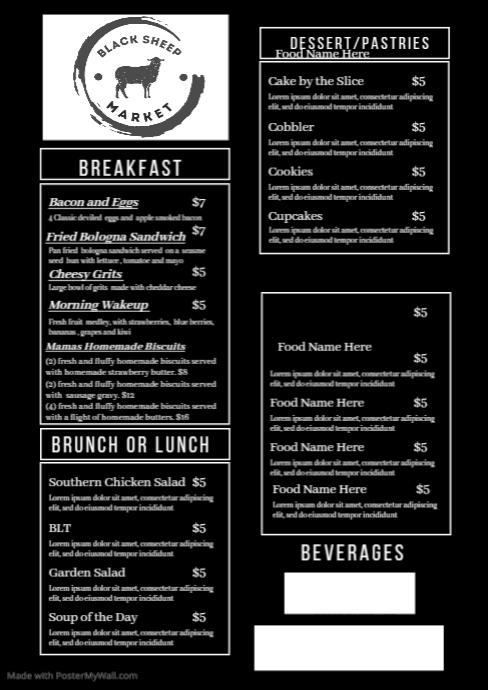 Food & Beverage Food Menu Template | PosterMyWall