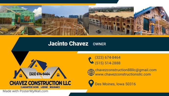 Copy of Chavez Construction Business Card | PosterMyWall