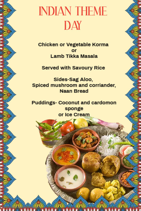 Indian Desi Thali Template | PosterMyWall