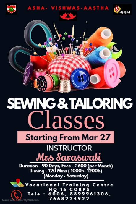 Sewing Lessons Poster | PosterMyWall