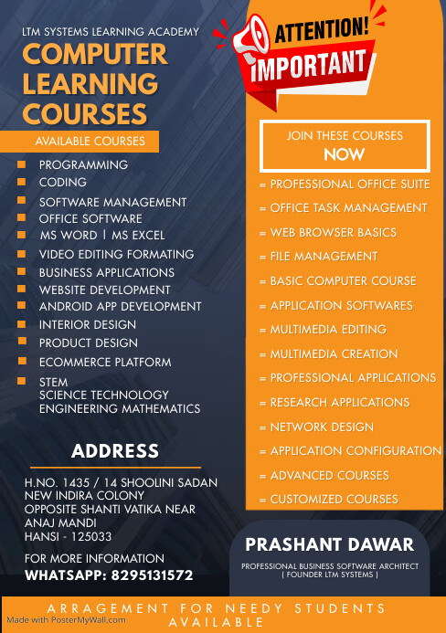 List of Courses | PosterMyWall