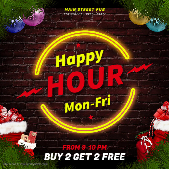HAPPY HOUR BANNER | PosterMyWall