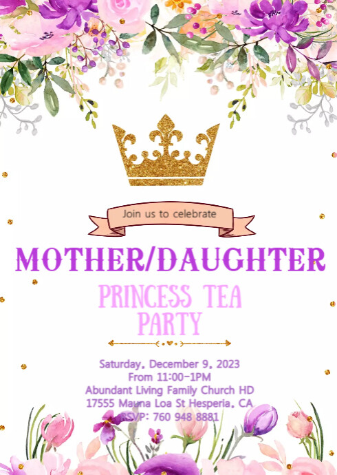 Purple flower princess party | PosterMyWall