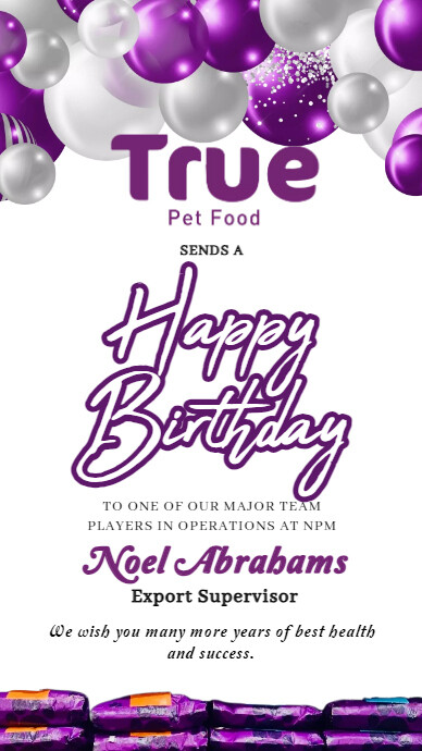 Copy of Noel Abrahams BD Card_True | PosterMyWall