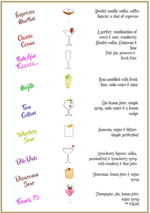 Cocktail Menu Front | PosterMyWall