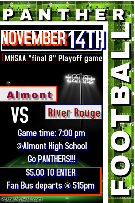 River Rouge Panthers vs Almont | PosterMyWall