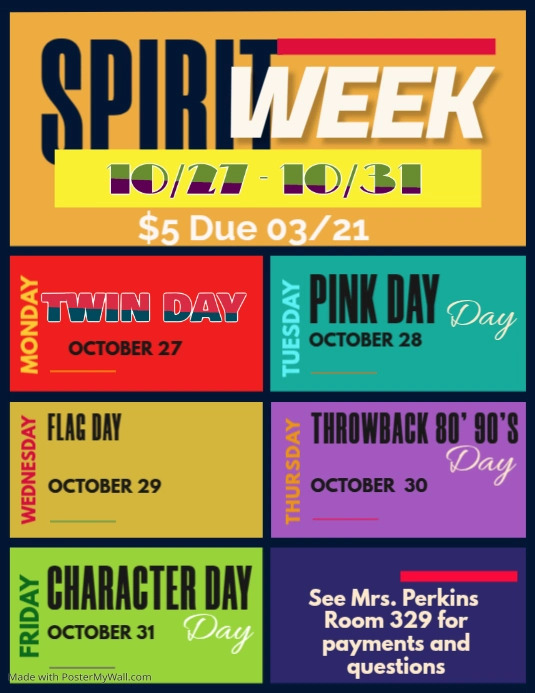 Spirit Week Flyer | PosterMyWall