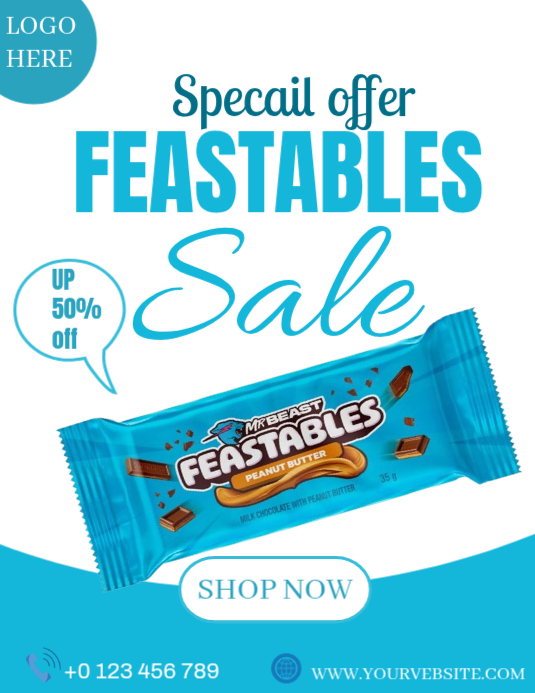 Feastables chocolate sale post flyer Template | PosterMyWall