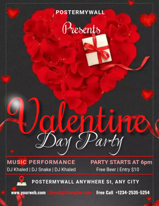 February 14 valentine's Day Party Template | PosterMyWall