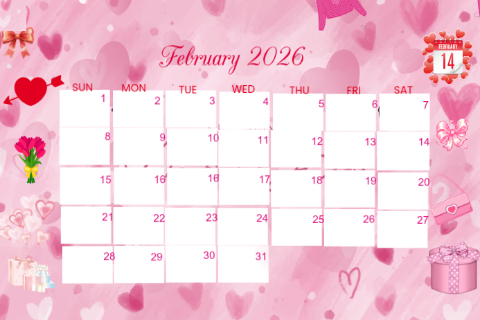 February 2026 calendar design template (1) | PosterMyWall