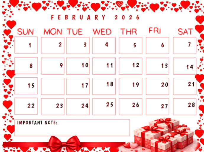 February 2026 calendar Template | PosterMyWall