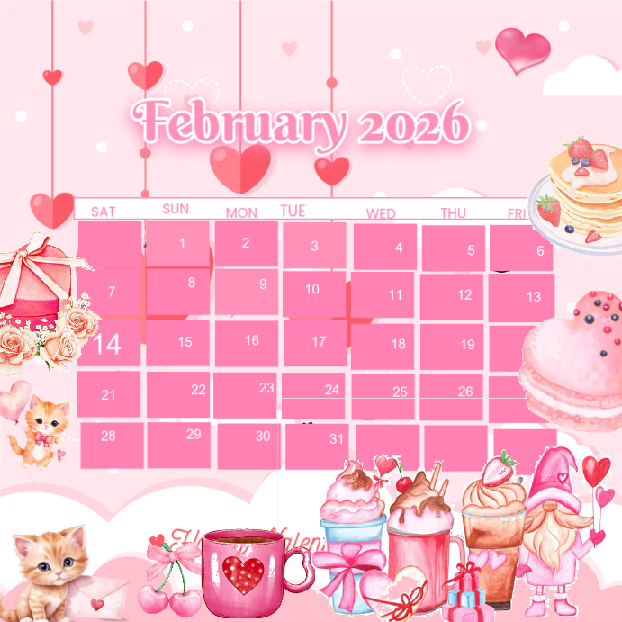 February 2026 Calendar Design Template Instagram Post | PosterMyWall