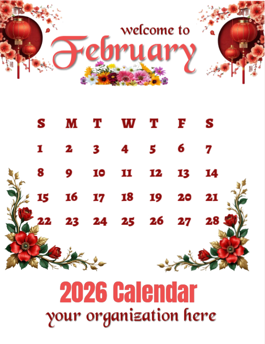 Plantilla de February 2026 calendar flyer design | PosterMyWall