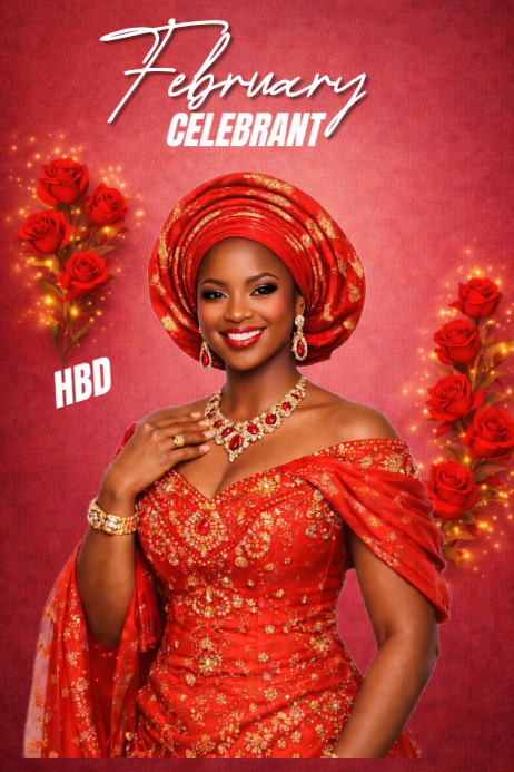 February Birthday Celebrant – Elegant African Birthday Poster Template ...