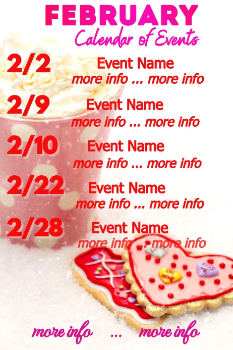 Copy of February Calendar of Events (2) | PosterMyWall