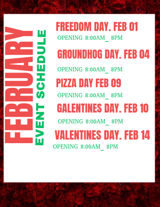 Copy of February event schedule | PosterMyWall